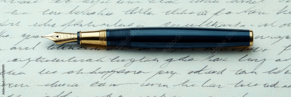 Fountain pen on top of handwritten letters written in cursive font ...