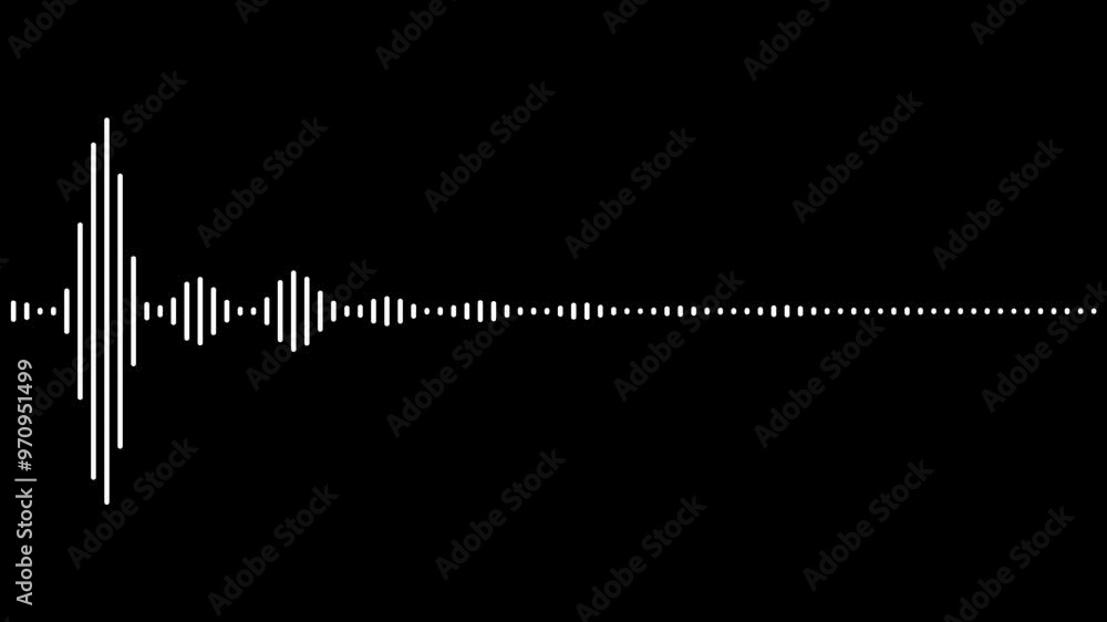 Sound wave animation white glitch on black background. Music graphic ...