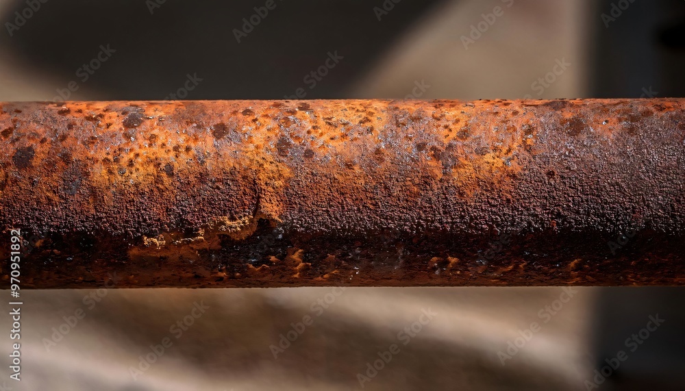 Common issue in industrial settings, rusty metal pipe with corrosion ...
