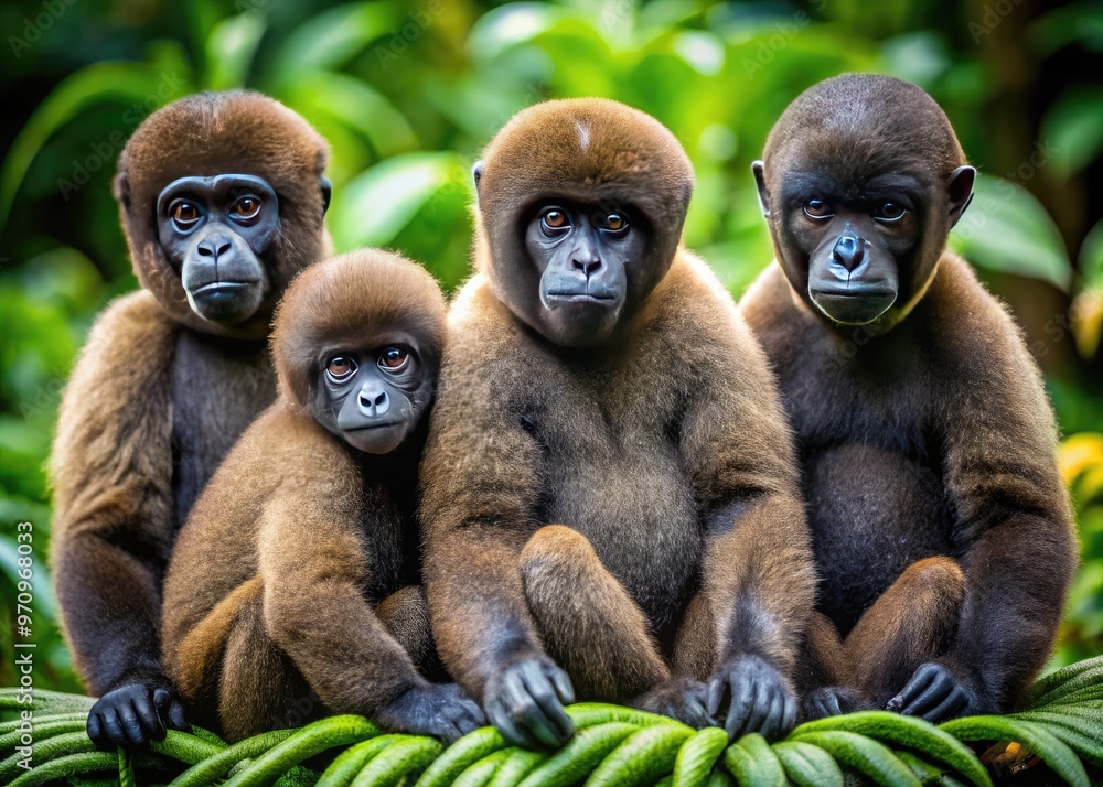 Adorable woolly monkeys, also known as monkeys of the genus Lagothrix ...