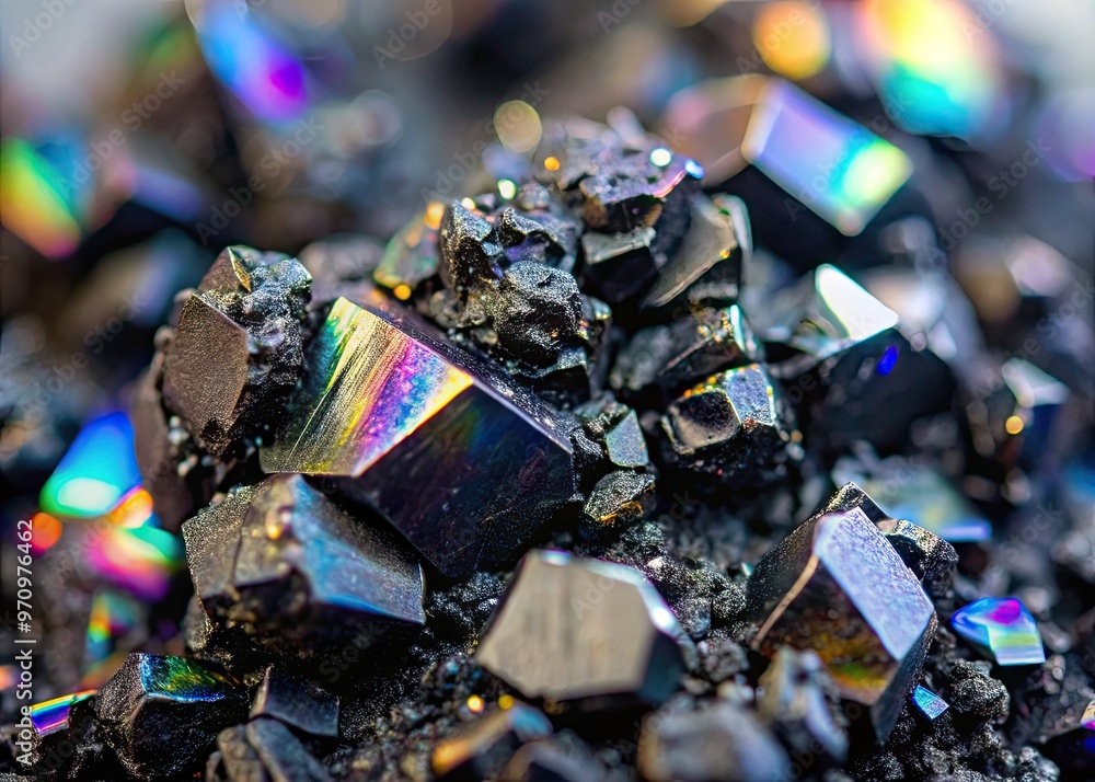 A macro view of crystalline carbon element displaying its naturally ...