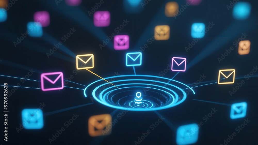 Visual representation of an automated email system with customer ...