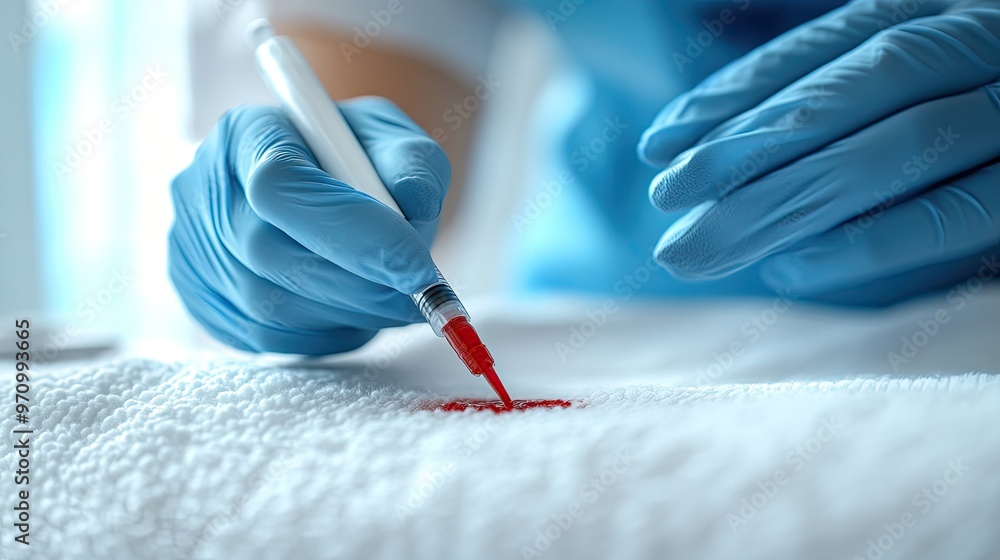 Inspection of a blood sample in a healthcare lab for diagnostics Stock ...