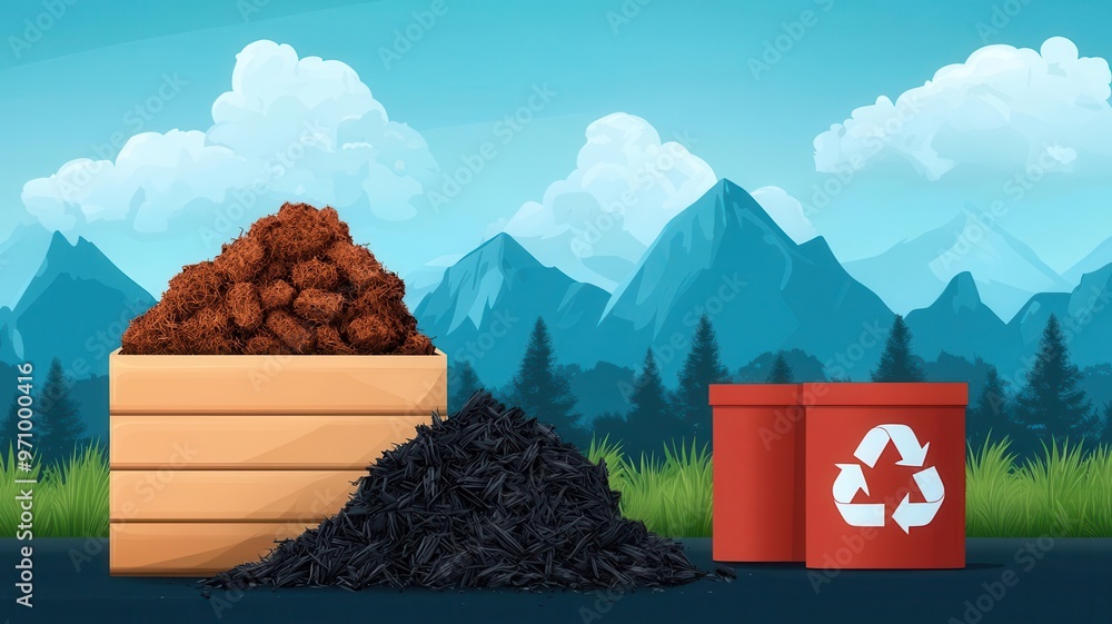 Illustration of a compostable packaging breakdown process, showing how ...