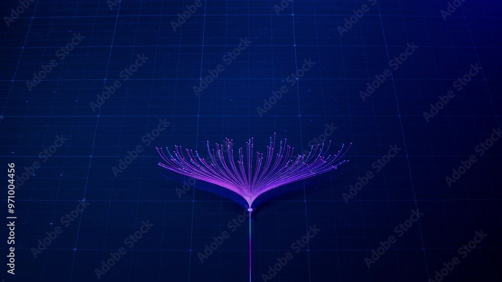 3D Animation of Colorful Branching Neural Network on Dark Background ...