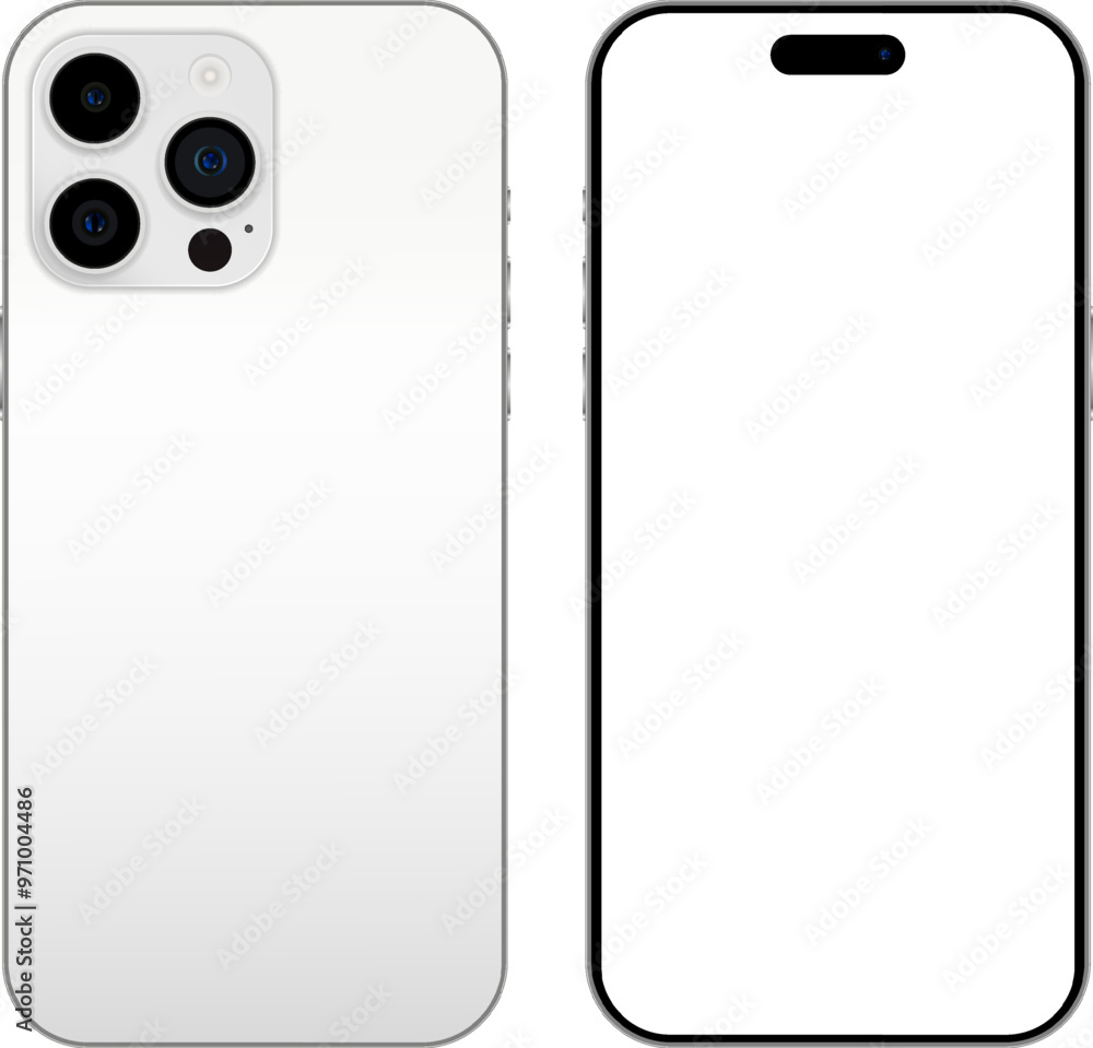 New Phone in white color - vector mockup on transparent background ...