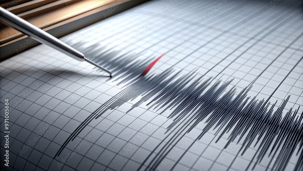 Seismograph needle measuring earthquake magnitude , seismograph ...