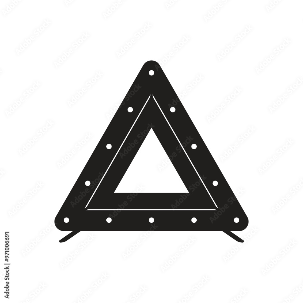 Warning triangle icon, black color, warning symbol of road hazard ...