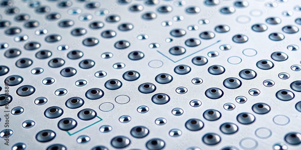 Close-up of a standardized bubble test sheet with multiple rows of ...