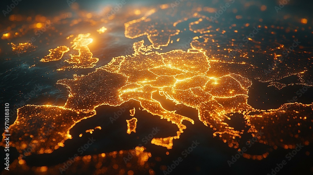 the Main air routes over Europe with flight paths and connections ...