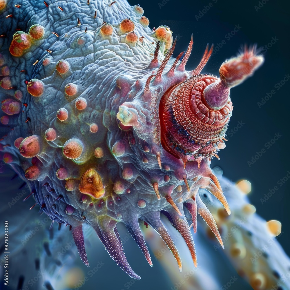 Colorful Microscopic Image of a Demodex Blepharitis Mite Magnified in ...