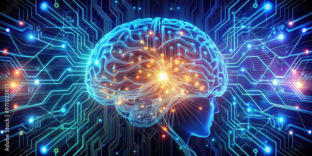 Conceptual illustration of brain circuits and language patterns ...