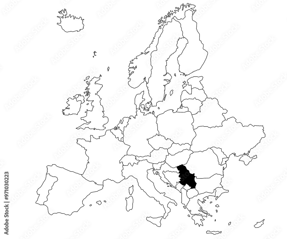 Map of Serbia Country in Europe continent on white background. single ...