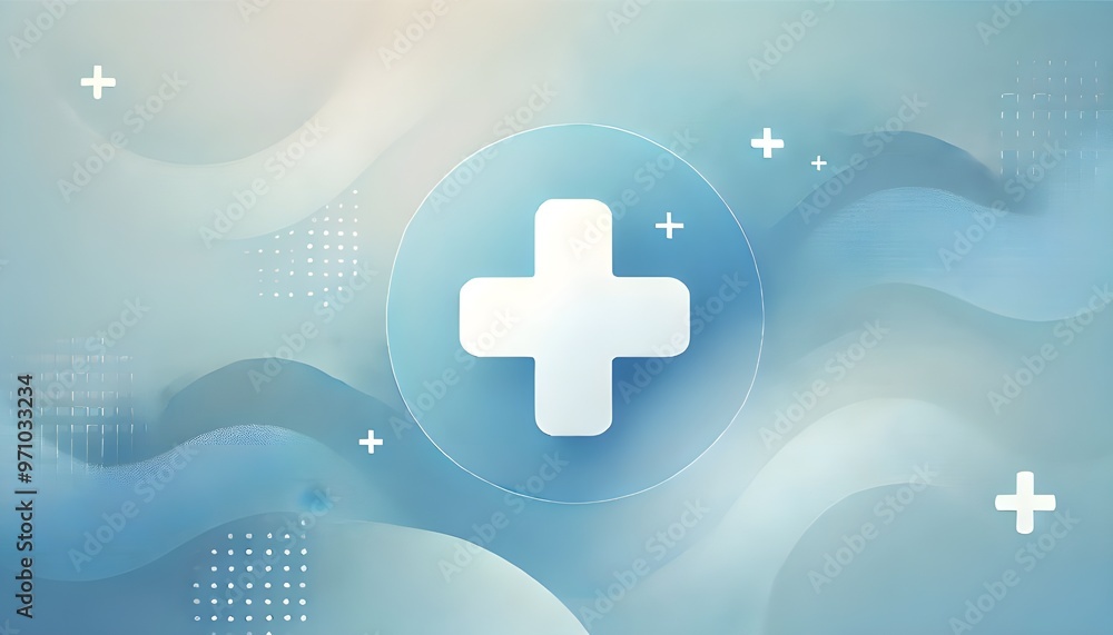 A clean, modern healthcare-themed design featuring white medical cross ...
