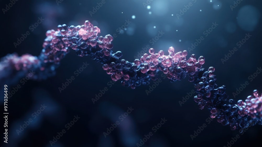 RNA molecular strand rendered in 3D showing the intricate structure of ...