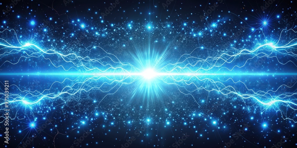 Electric field with glowing power traces of tiny particles , science ...