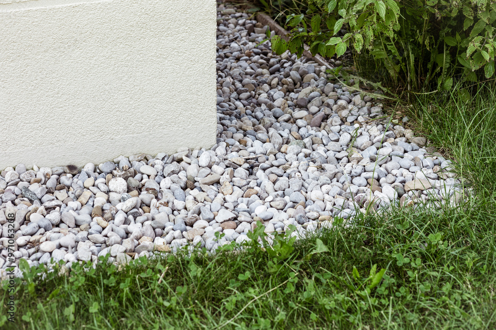 Drainage Stone Floor of French Drain on the Corner of Building ...