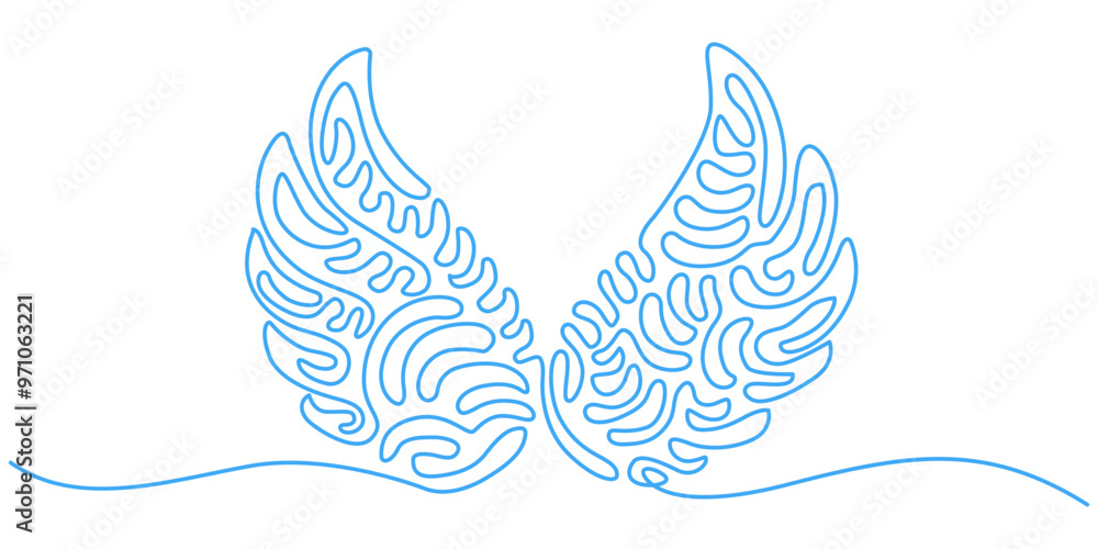 Angel wings with ring one line art, Continuous one line drawing of ...