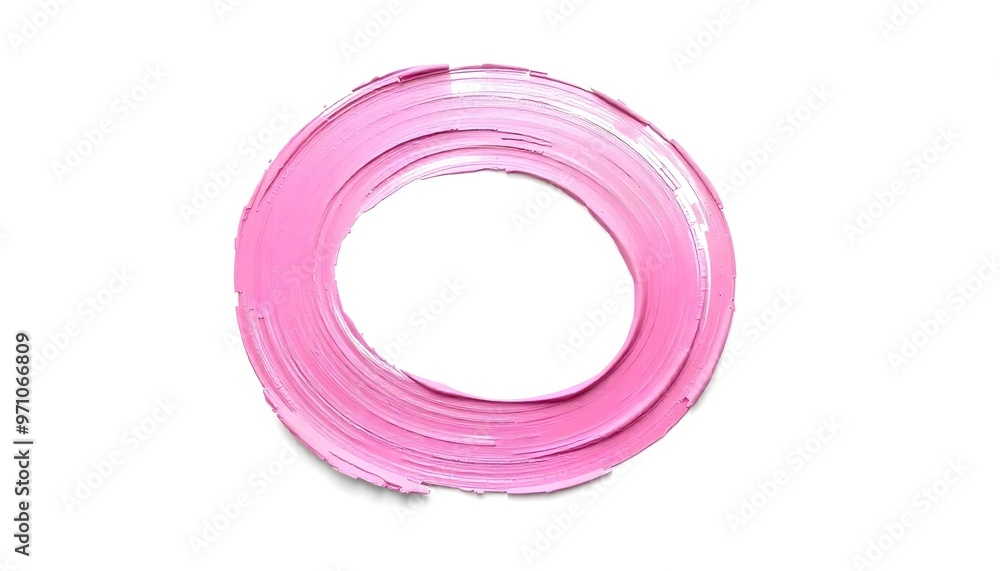 Hand painted circular stroke of red paint brush on a white background ...