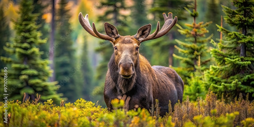 Majestic cow moose, also known as females, roam freely in a serene ...