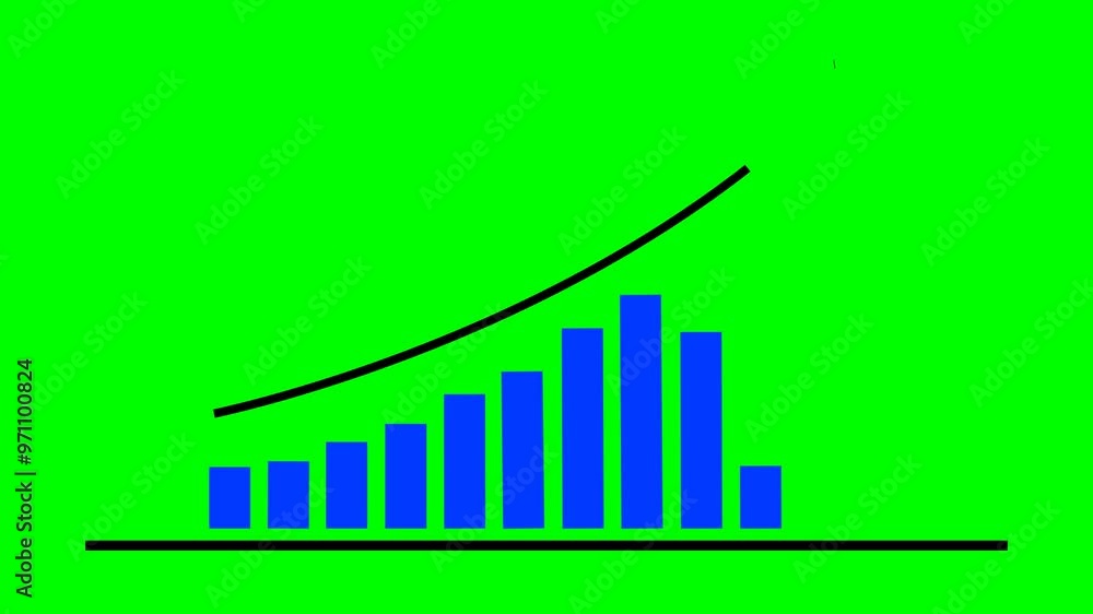 Motion animation footage displays a growth statistics curve with an ...