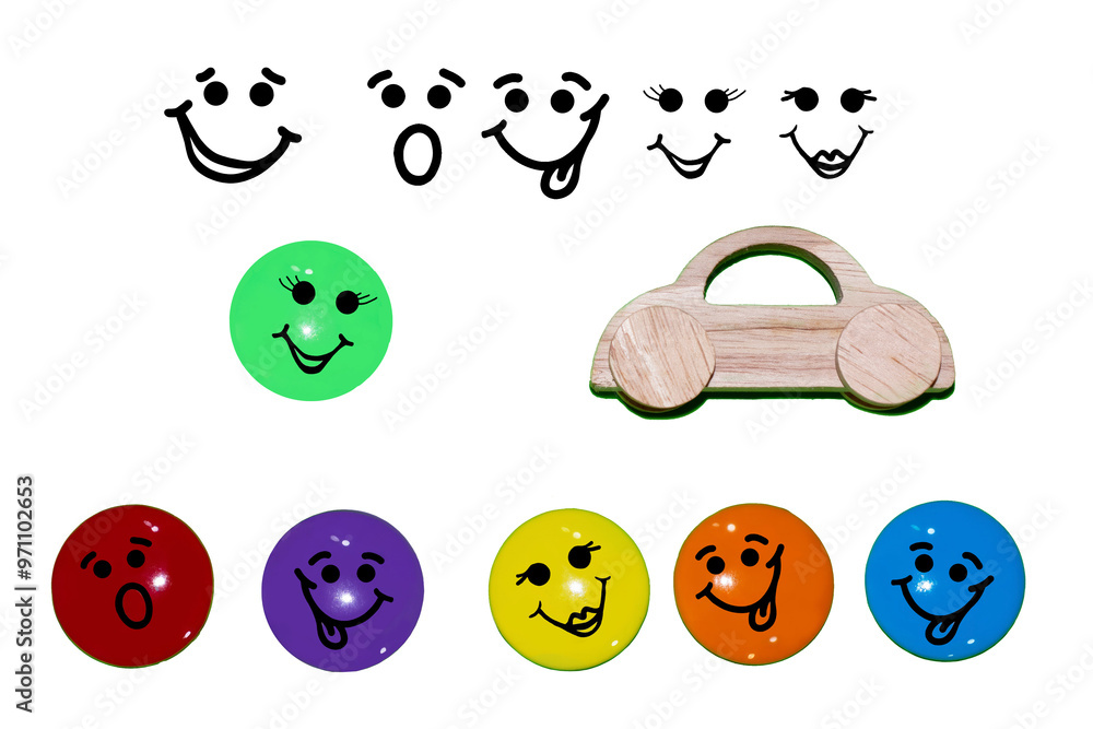 Mockups of Colorful emoticons with different smiles, eyes and emotions ...