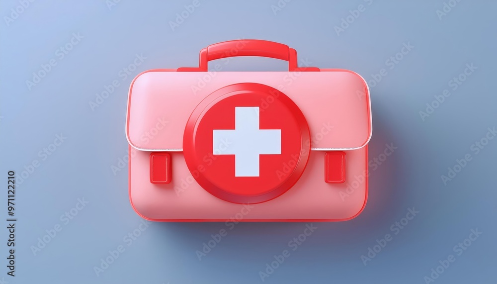 A modern first aid kit featuring a red cross symbol, perfect for ...