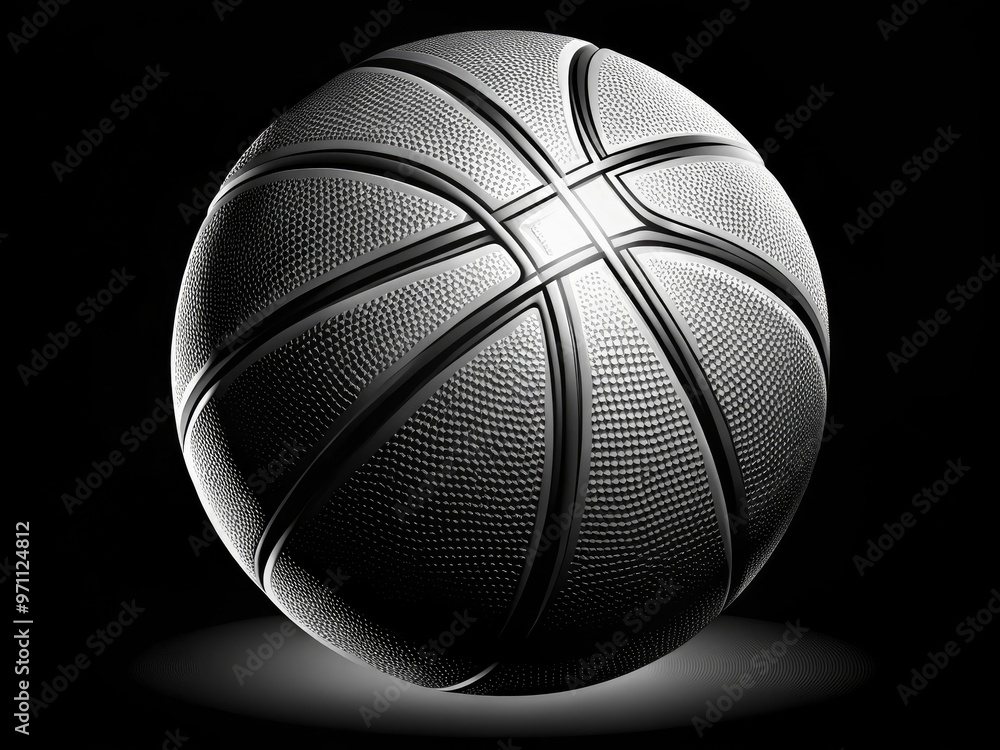Simple, iconic illustration of a basketball in stunning black and white ...