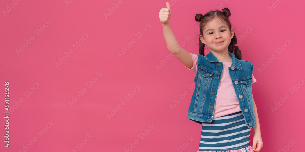 Positive confident young girl giving a thumbs up gesture showing her ...