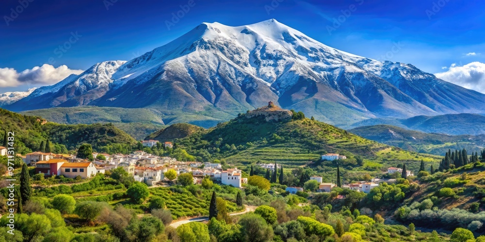Snow-capped Mount Ida, the highest peak on the Greek island of Crete ...