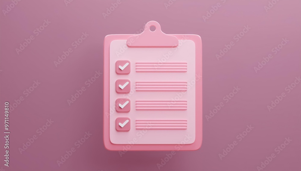 Stylish pink checklist on a clipboard, perfect for organization and ...