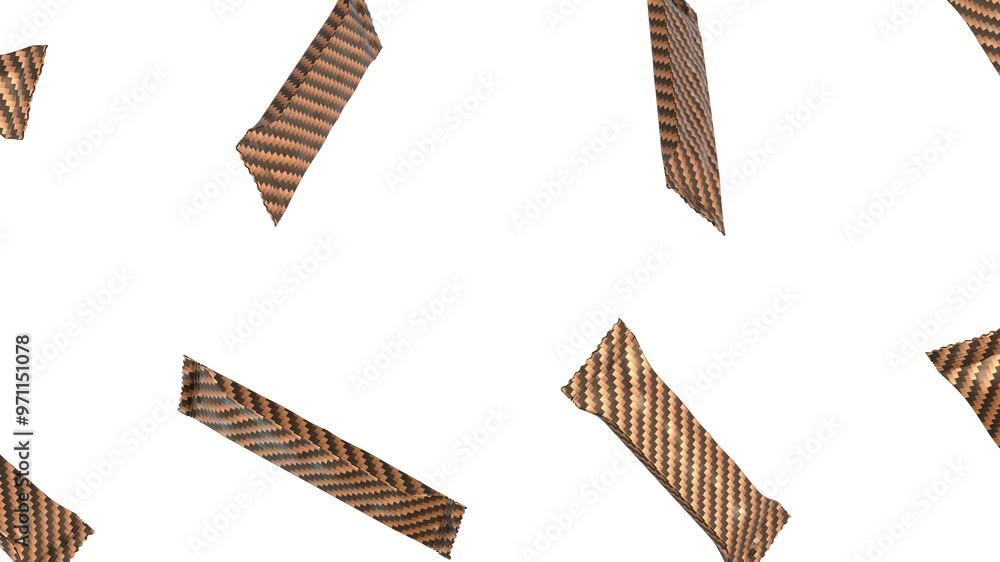 Chocolate Bars with Reflective Plastic Wrappers Falling on a White ...