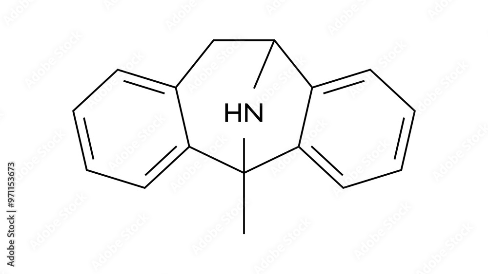 dizocilpine molecule, structural chemical formula, ball-and-stick model ...