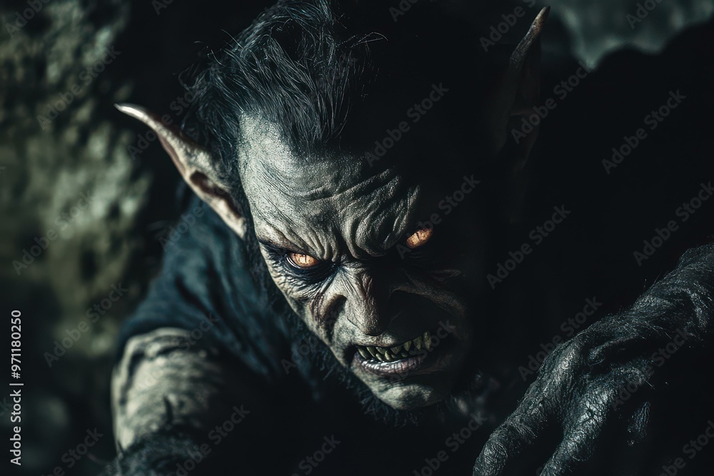 Menacing Fantasy Creature with Glowing Eyes - Unique Horror Character ...