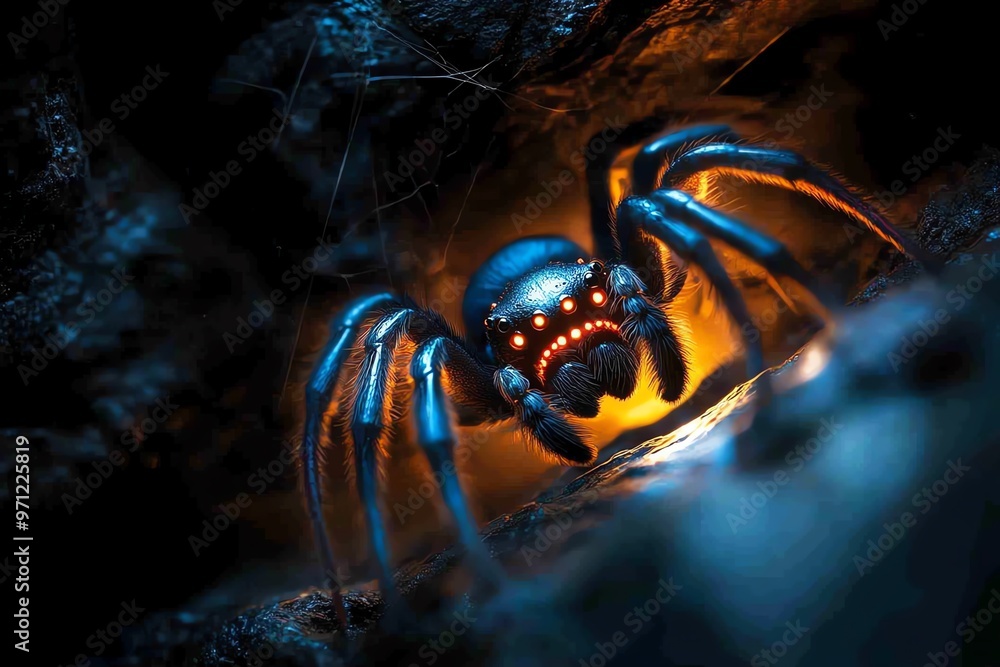 A dungeon infested with giant spiders, their webs draping across the ...