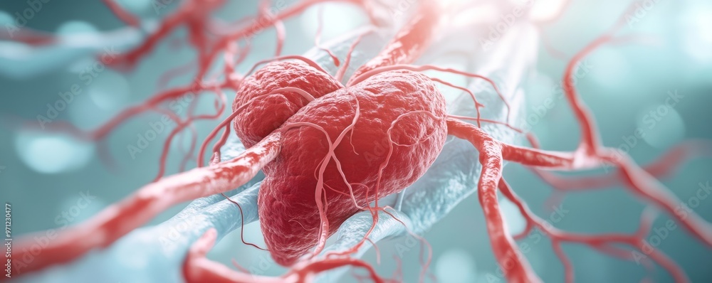 Medical Illustration of Coronary Arteries with Restricted Blood Flow ...