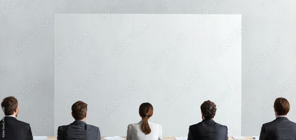 Businesspeople seated at opposite ends of a long table during tense ...