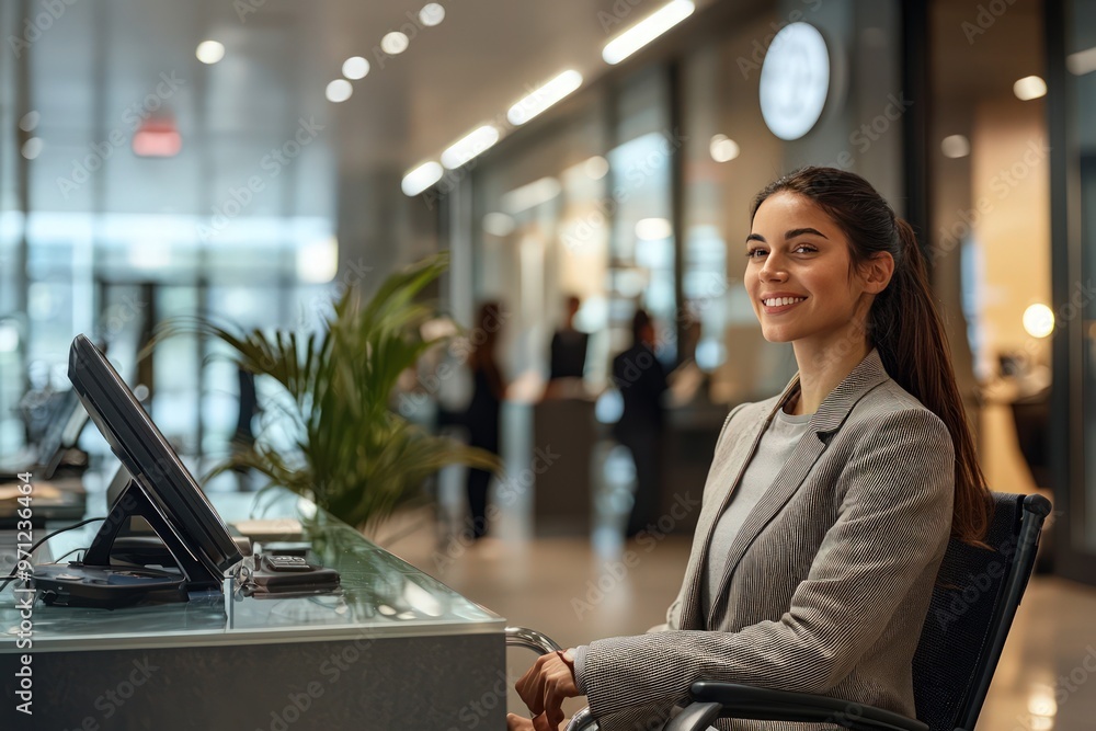 Accessibility and Professionalism Combined A receptionist demonstrates ...