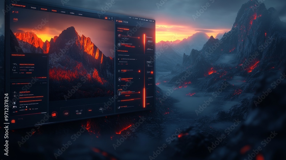 Minimalist UI design with flat icons and soft gradients, website ...