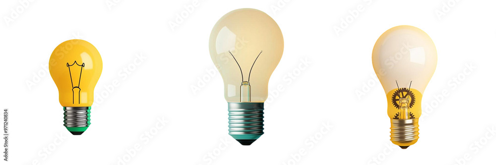 Bright idea concept, A collection of light bulbs in various sizes ...