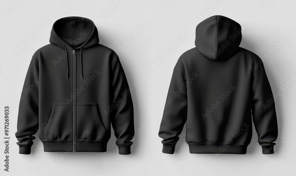 black hoodie mockup zip up hoodie mockup front and back on white ...