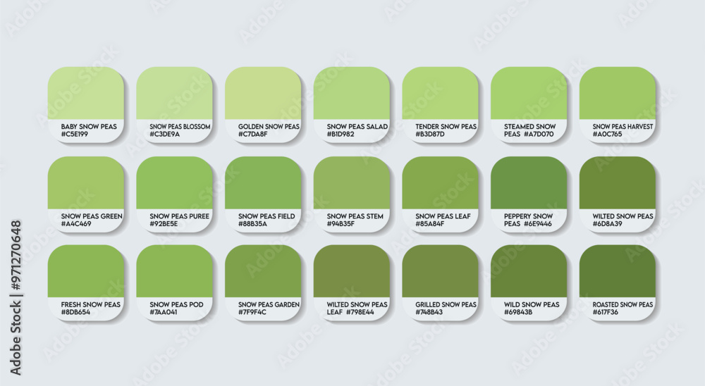 Snow Peas Color Palette, Snow Peas Color Guide Palette with Color Names ...