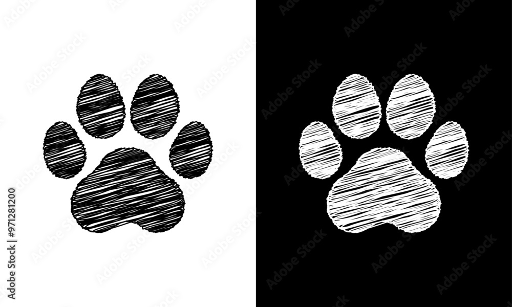 Dog Paw Print Hand Drawn Sketch Doodle Scribble Animal Pet Puppy ...