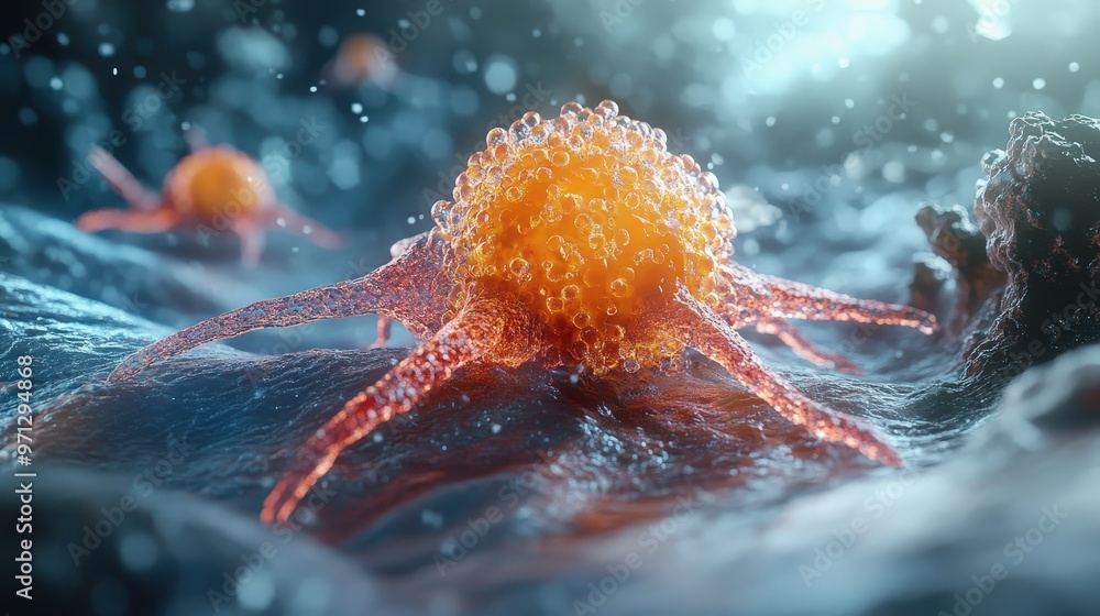 Detailed 3D Rendering of Atypical Cancer Cell Morphology Revealing ...