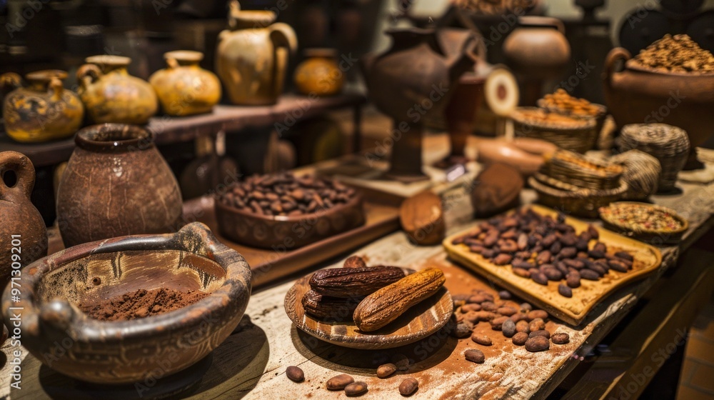 Imagine a historical tour of a chocolate museum, tracing the origins ...