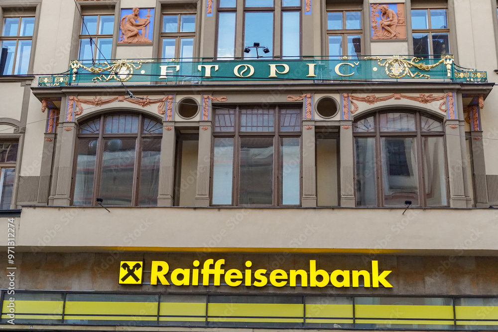 prague,czechia,08 08 2024 : Raiffeisenbank , bank building facade Stock ...