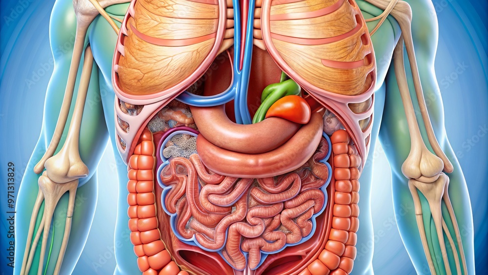 technical illustration stomach internal organs layers Stock ...