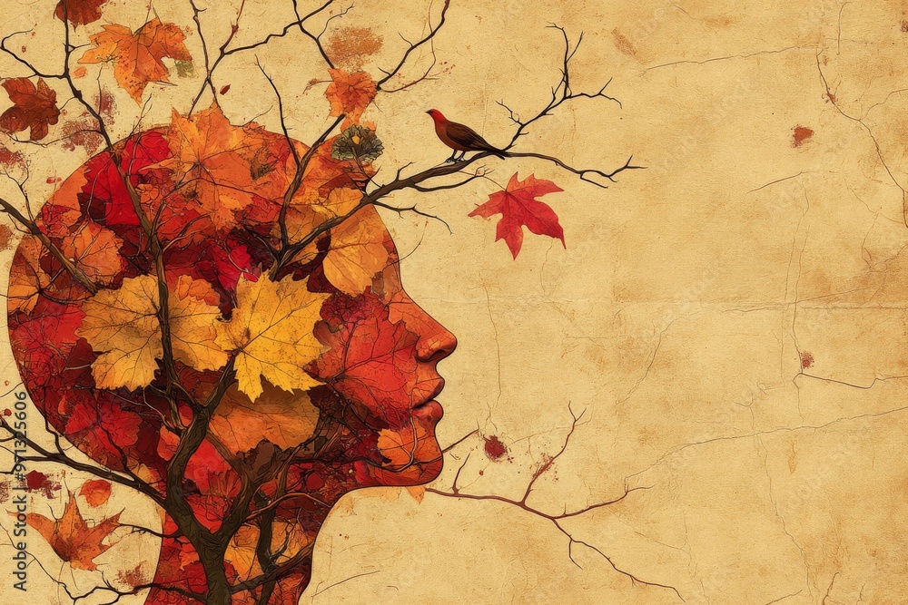 Ethereal autumn foliage wilderness landscape minimalism and artistic ...