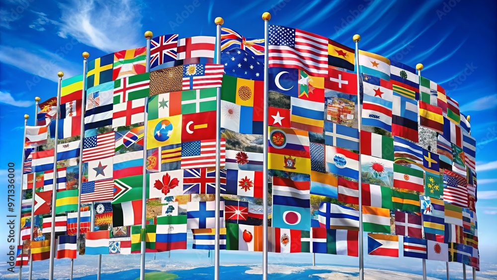 world flag countries globe nationalism color design iconic symbol ...