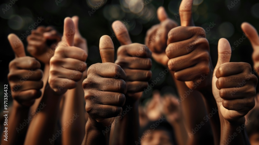 Group of diverse people showing thumbs up hands in focus. Multicultural ...